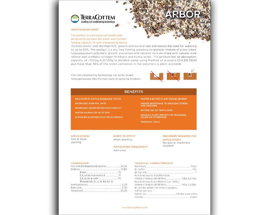 TerraCottem arbor specification sheet | Terracottem